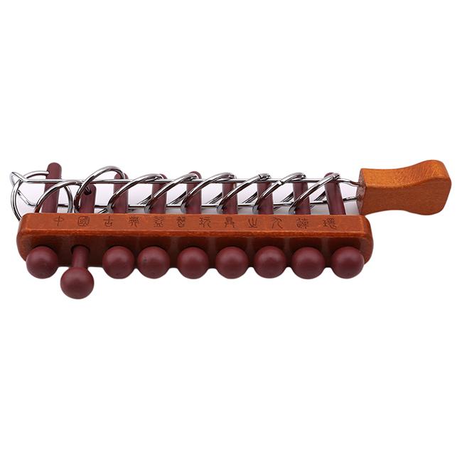 Buy Wooden Chinese 9 Linked Rings Puzzle Educational Toys Brain Teaser ...
