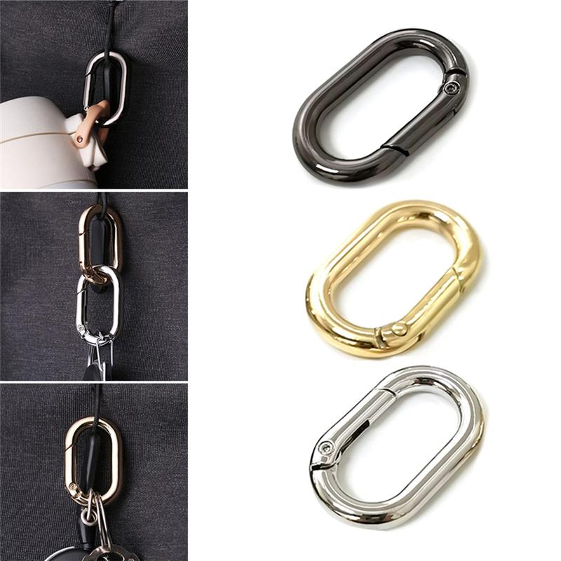 Cheap 5pcs Oval Push Gate Spring Snap Open Hooks Spring Ring Keychain ...