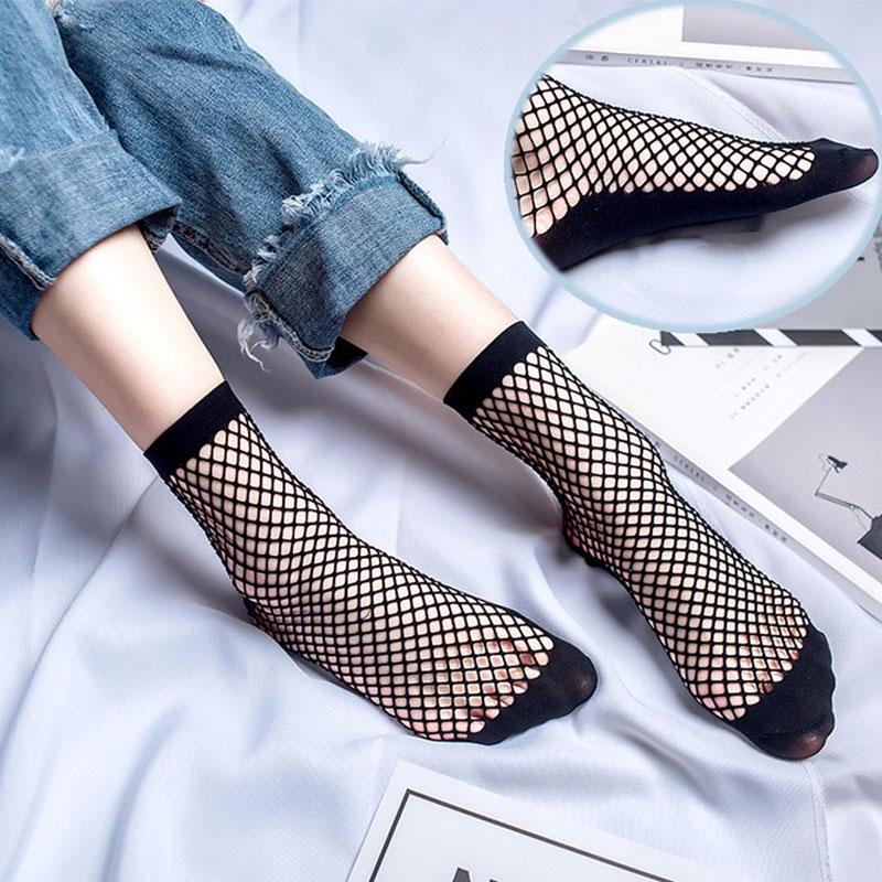 Buy Women Fishnet Ankle Socks Mesh Punk Series Cool Female Essential ...