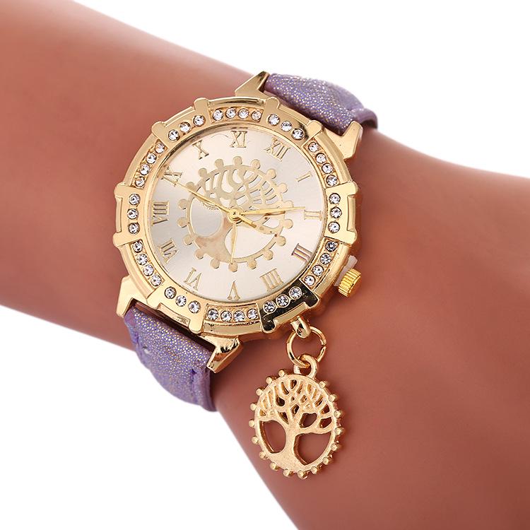 Women Watches Tree Print Fashion Women Bracelet Watch Casual Leather ...