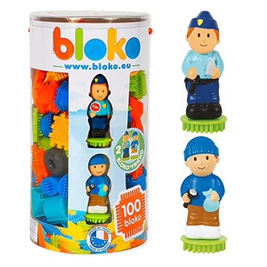 Buy Bloko - tube de 100 bloko avec 2 figurines 3d police et voleur ...