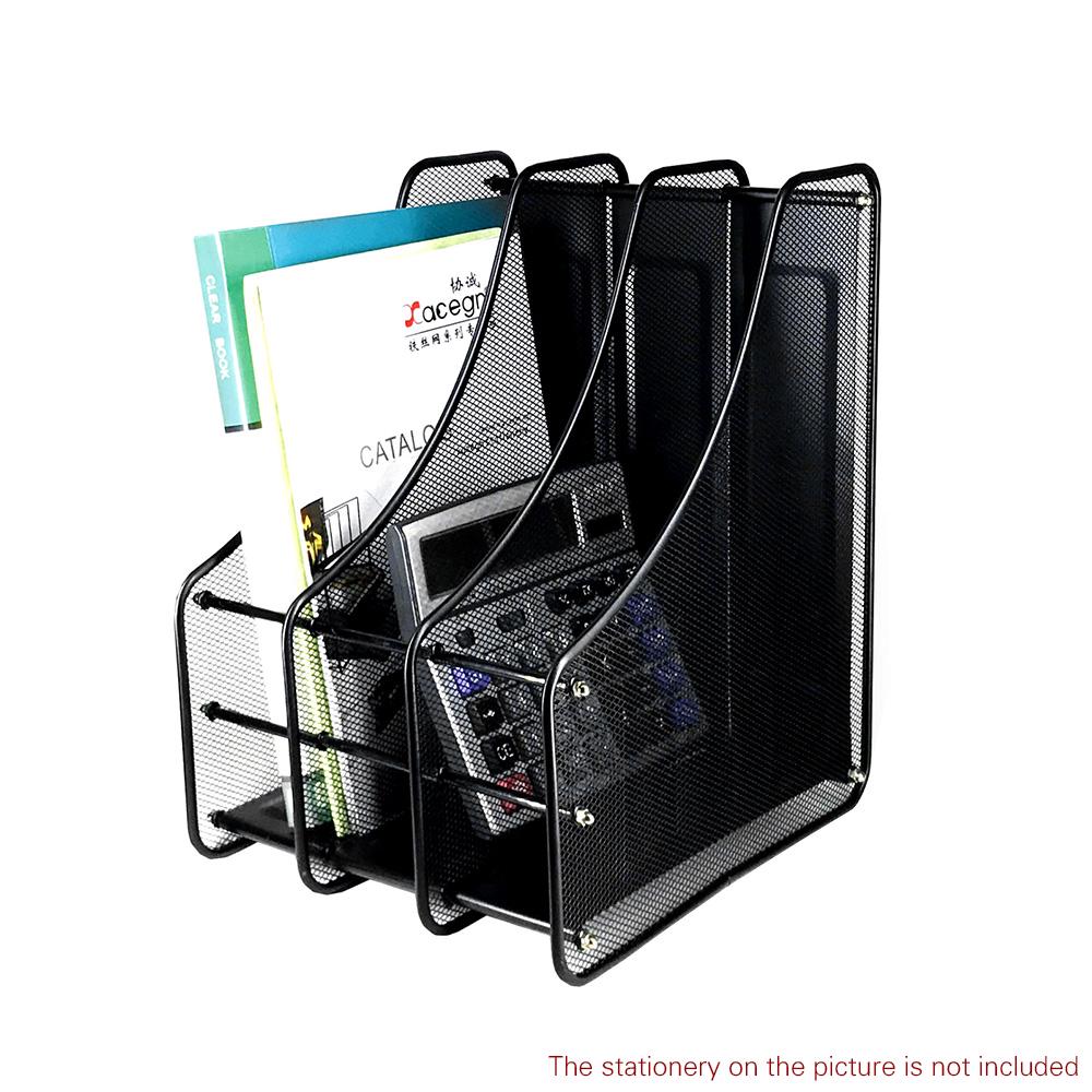 Buy 3 Compartment Metal Mesh Magazine File Holder Desk Book Organizer ...