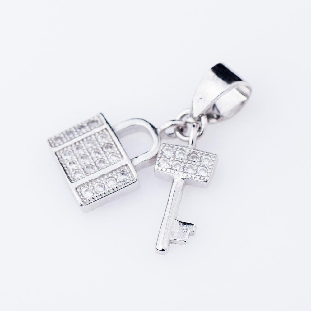 Buy Silver pendant Lock and key with cubic zirkonia Oniks at affordable ...