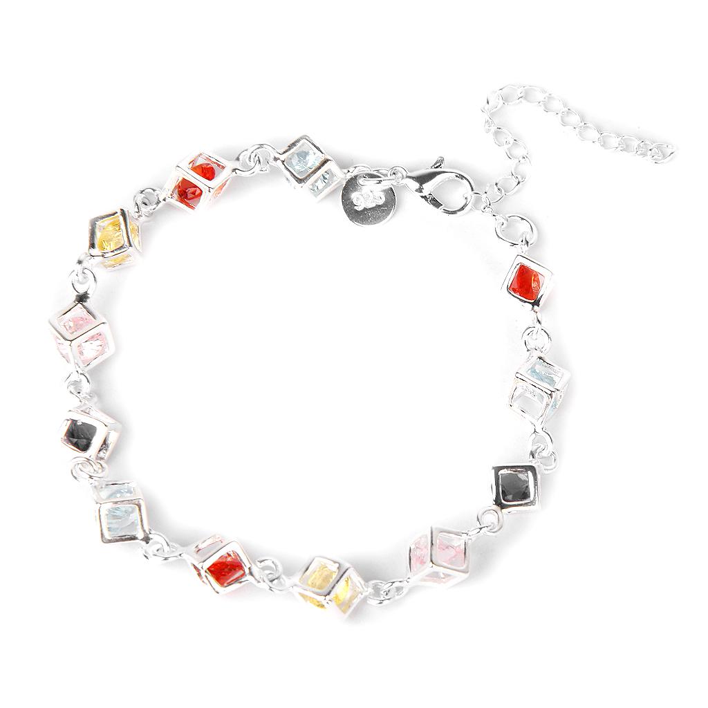 Buy Adjustable Colorful Crystal Rhinestone Cubes Chain Cuff Bracelet ...