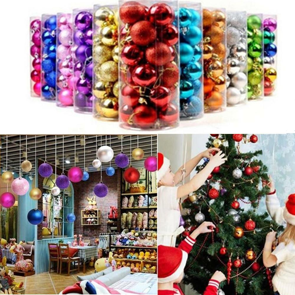 Buy Christmas Glitter Balls 24Pcs Tree Pendant Decor Baubles Balls ...