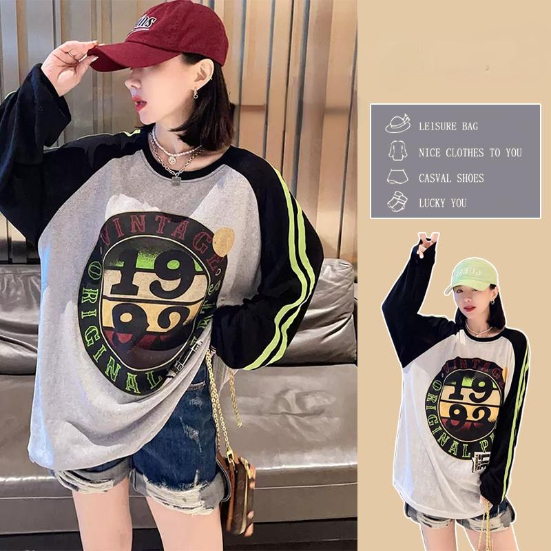 Buy Women's Spring Autumn Plus Size Loose Lettering Long Sleeve T-Shirt ...