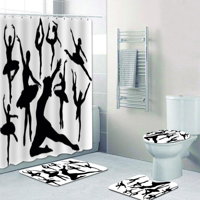 Girly Pink I Love Ballet Dance Shower Curtain Waterproof Ballet ...