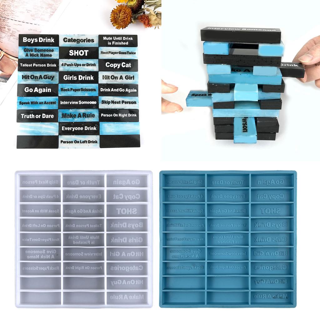 Buy DIY Family Party Game Jenga UV Crystal Epoxy Mold Stacking Building ...