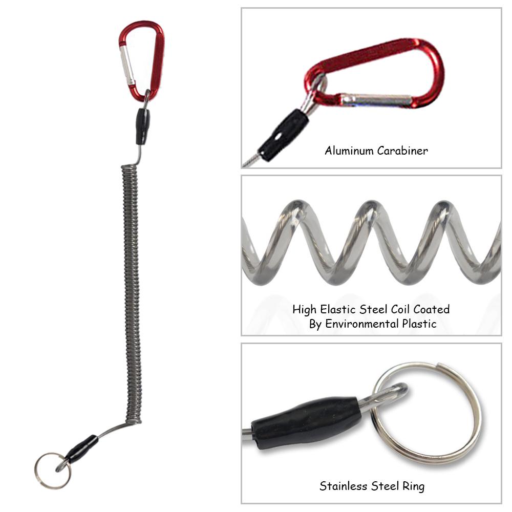 Coiled Lanyard Elastic Hand Line Fishing Lanyard with Carabiner Clip ...
