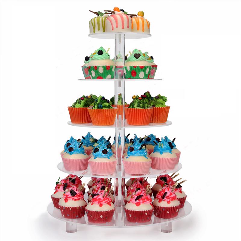 Buy Acrylic Cake Stand Round Cup Cupcake Holder Wedding Birthday Party ...