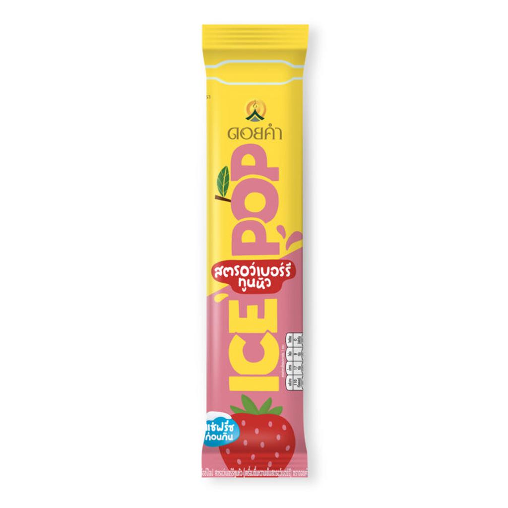 Doi Kham Ice Pop Strawberry Toon Hua, Strawberry Drink, 85 g. x 6 ...