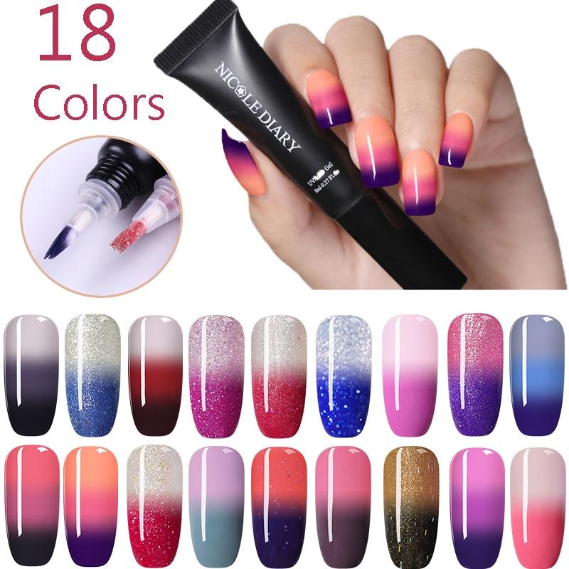 Buy NICOLE DIARY Thermal Color Changing Gel Polish Soak Off UV Gel ...