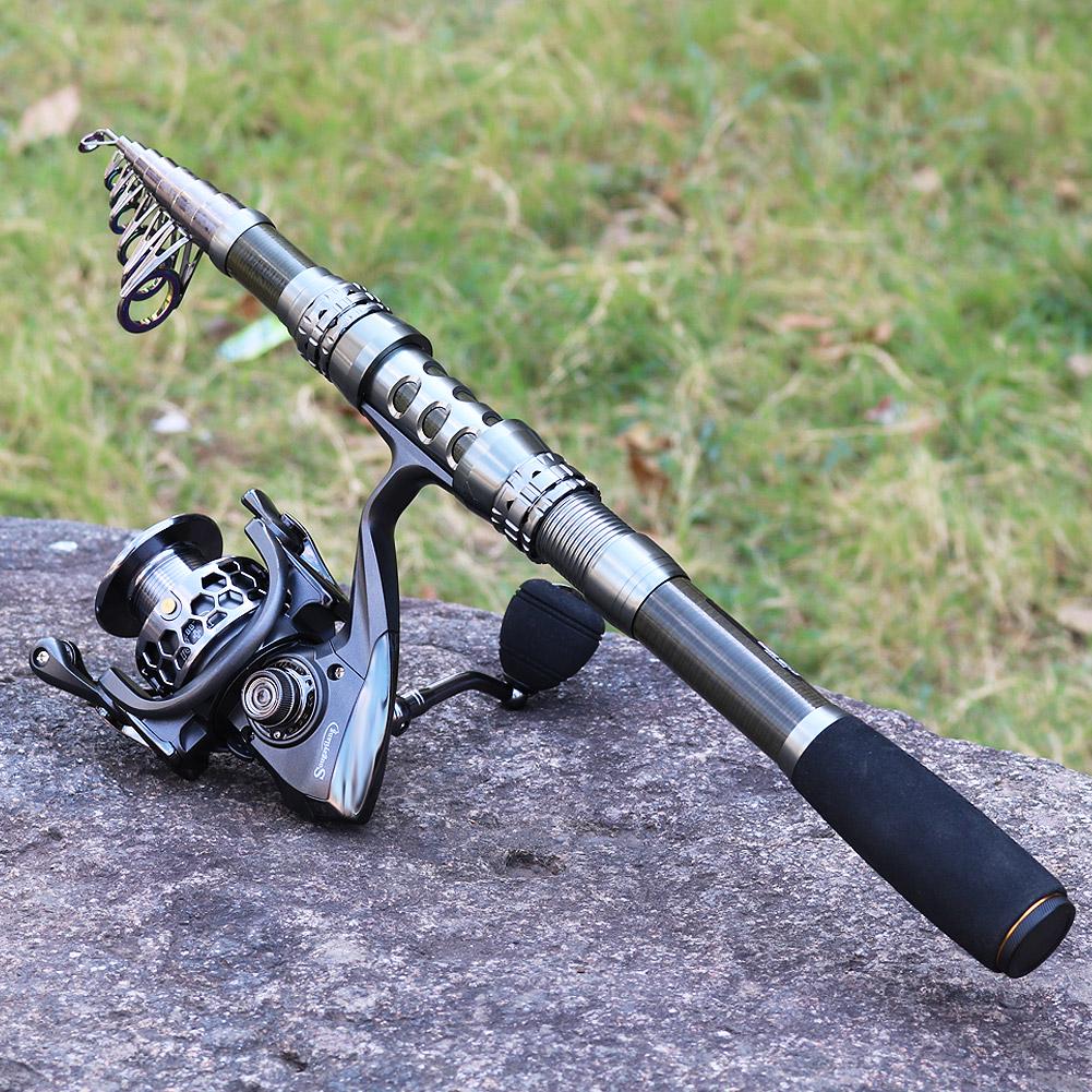 Fishing Set Telescopic Portable Spinning Poles Spinning Reel with Spare ...