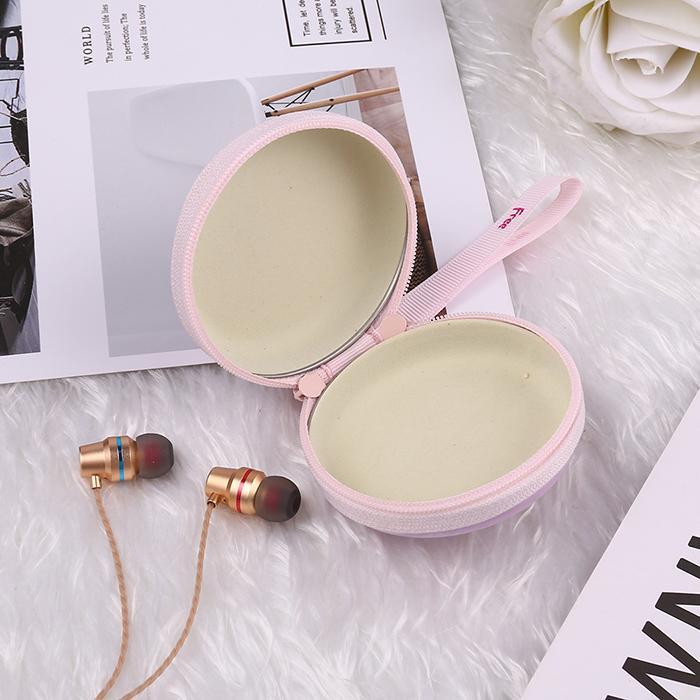 Buy Portable Cute Print Round Zipper Closure Earphone Storage Box at ...