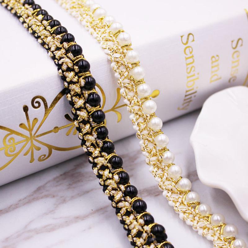 Buy DIY 1.5cm Wide Gold Silk Pearl Ribbon Beautiful Clothing Bag ...