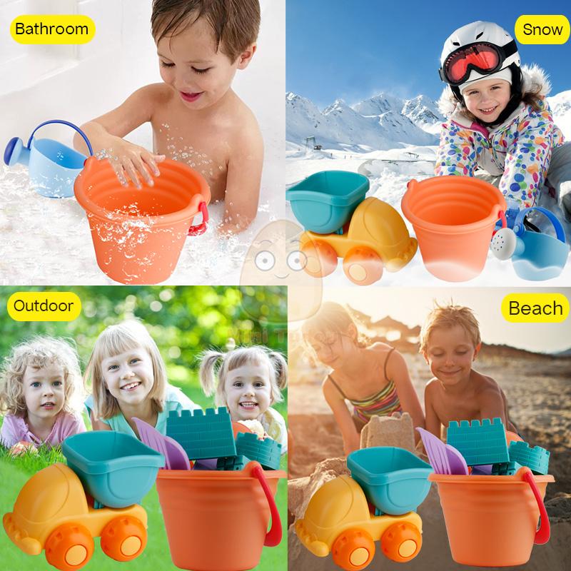 Satın alın Summer Silicone Soft Baby Beach Kids Mesh Bag Bath Play Set ...