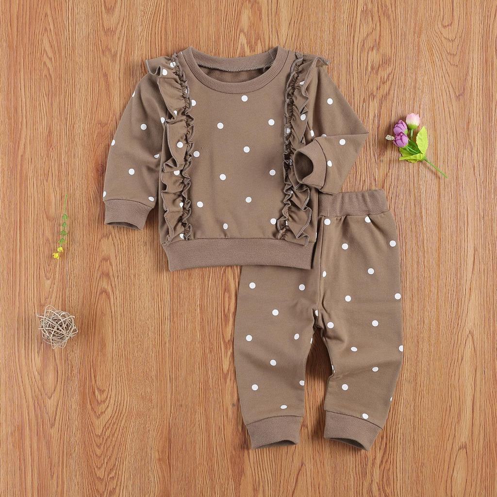 Buy Infant Baby Fall Clothes, Long Sleeve Crew Neck Polka Dots Ruffle ...