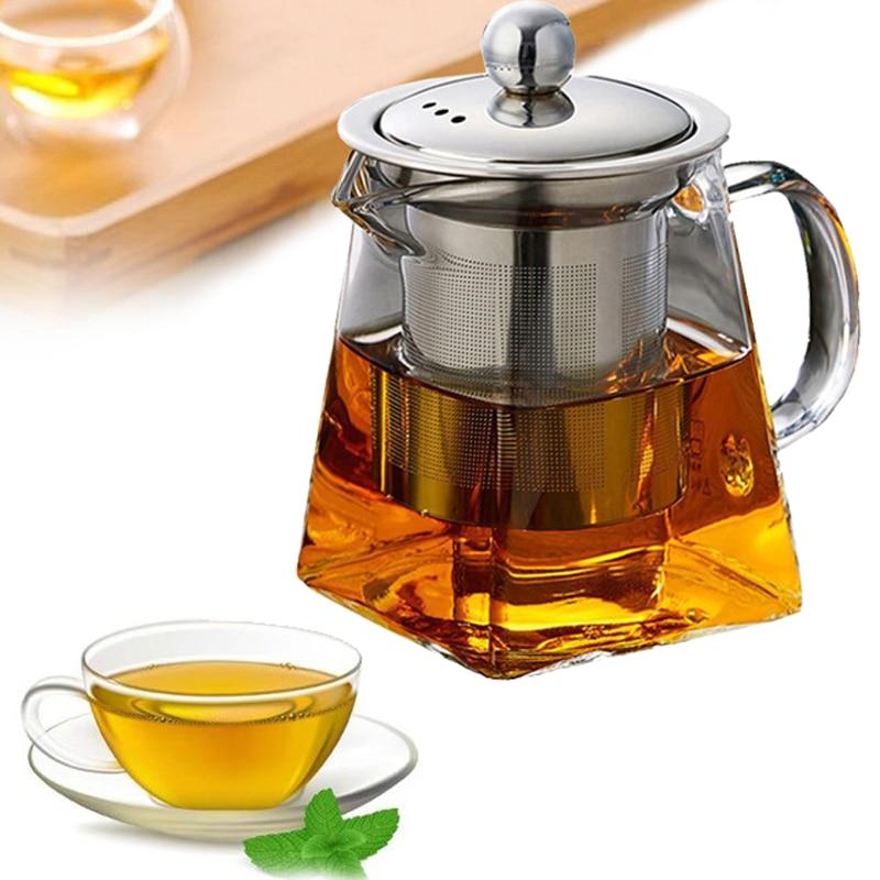 Buy Heat Resistant Glass Teapot With Stainless Steel Infuser Heated ...