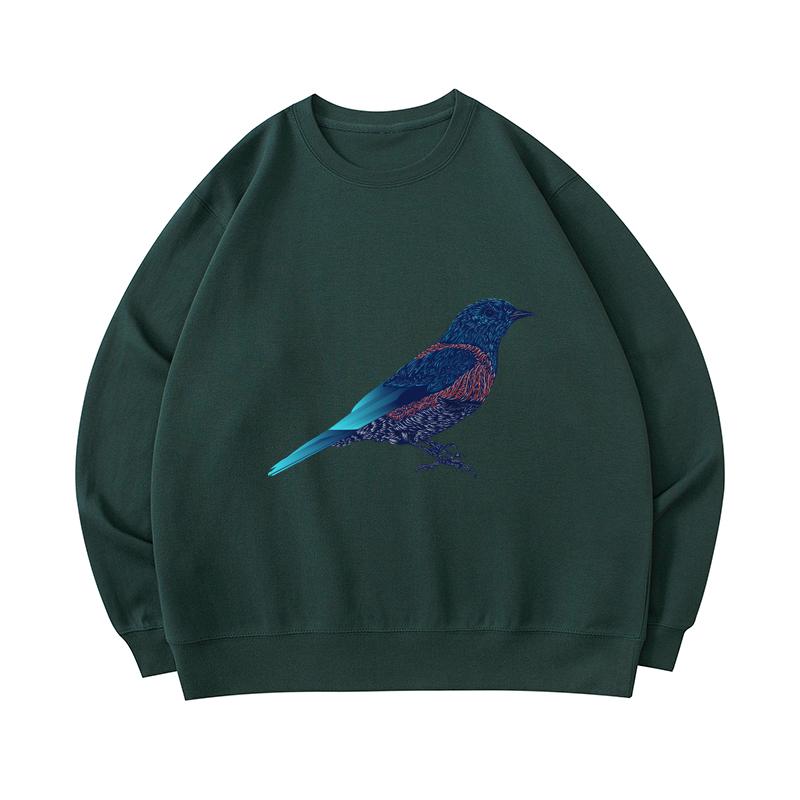 Men's 300 GSM 100% Cotton Sweatshirt Line Art Bluebird Print Street ...
