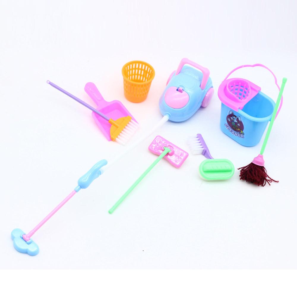 Buy Dolls Pretend Play Toy Cleaning Kit for Barbie Dolls(1 Set=9 Pcs ...
