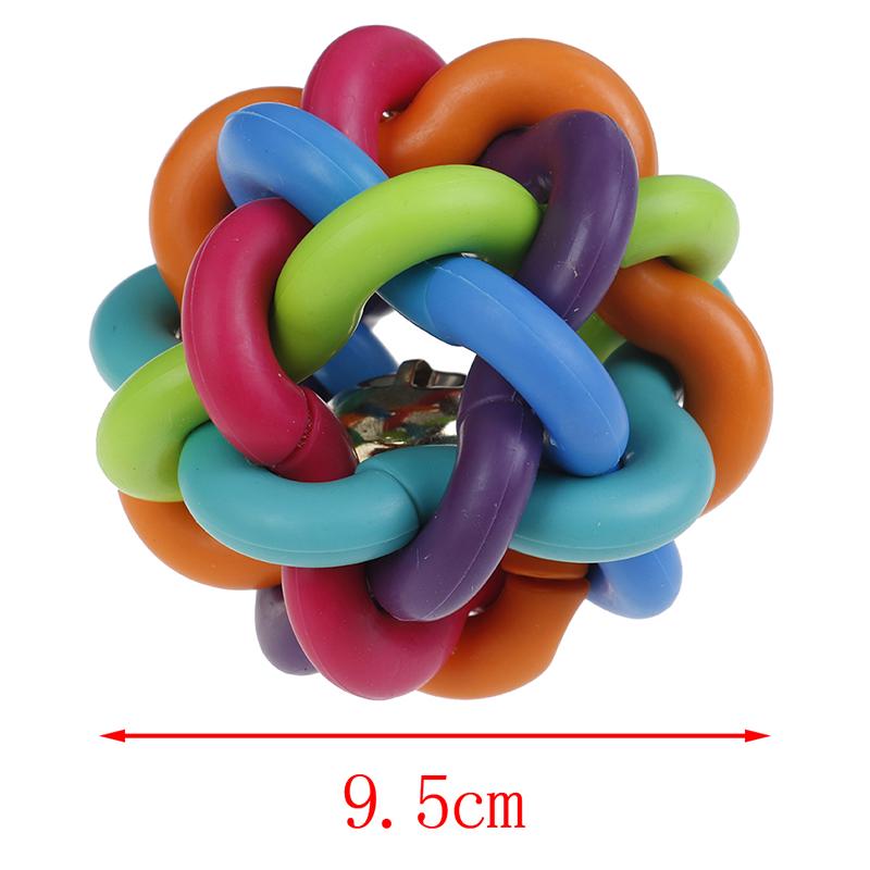 Buy Interactive Pet Dog Ball Cat Toy With Bell Rainbow Pets Chewing ...