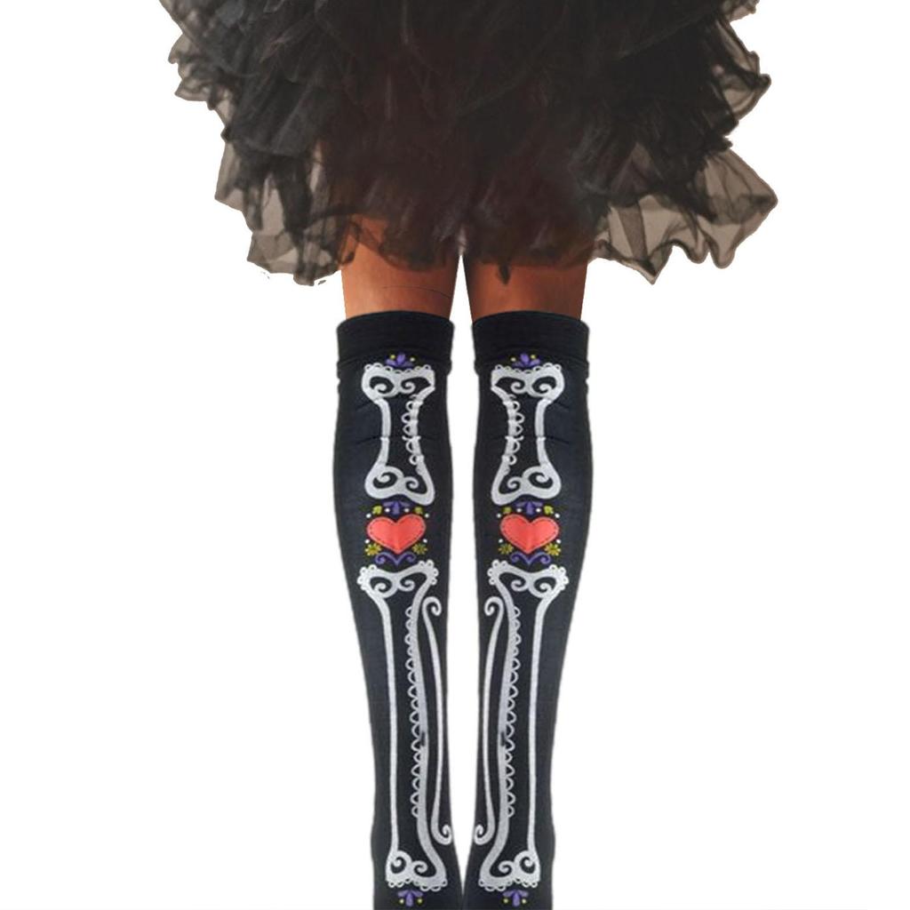 Buy Halloween Over Knees Socks Skeleton Bowknot Cosplay Stockings at ...
