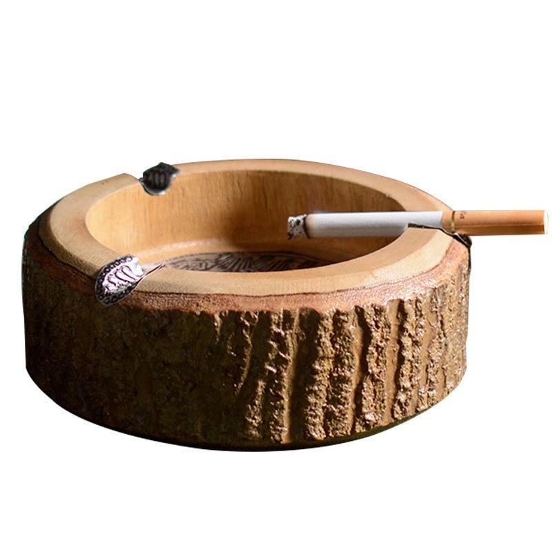 Buy Creative Wooden Retro Ashtray Hotel Home 4/5/6 Inch Ashtray Bark ...