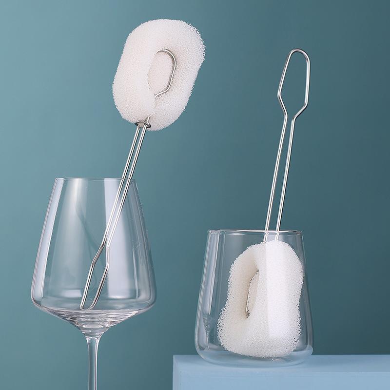 Long Handle Sponge Cup Brush Cup Scrubber Cleaning Brush Kitchen ...