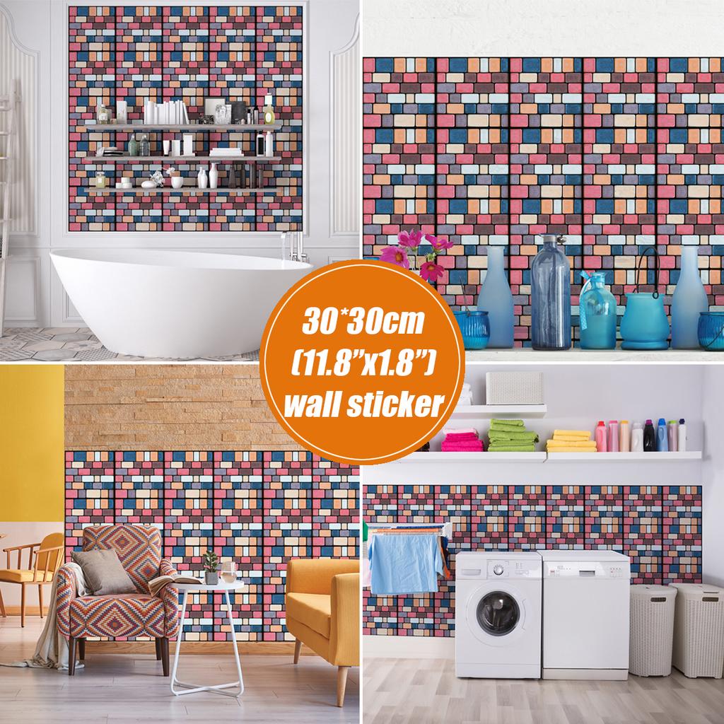 Buy 3D Tile Brick Wall Sticker DIY Self-adhesive Waterproof Home Decor ...