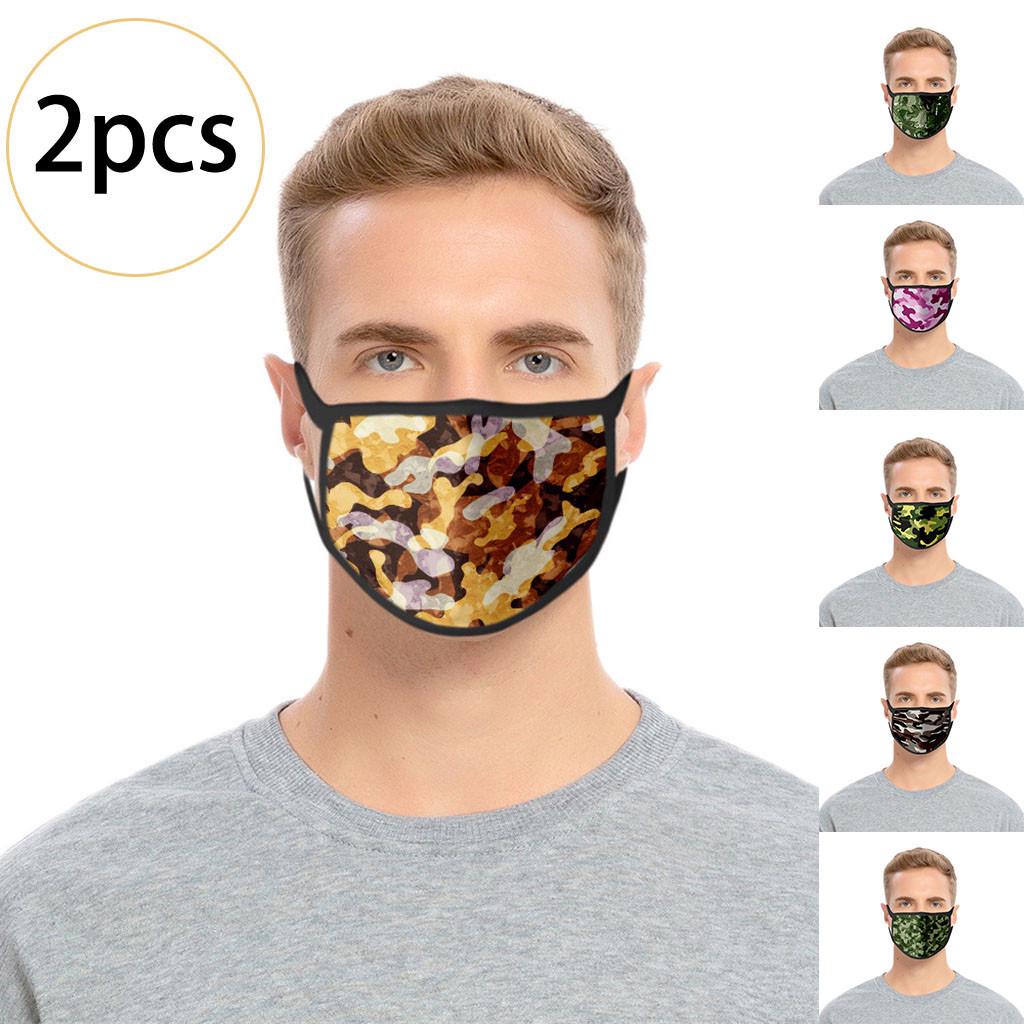 Buy 2Pc Adult Reusable Mouth Cloth Mask Camouflage Printing Dustproof ...