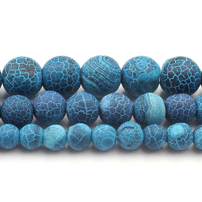 Buy Natural Stone Beads Frost Dark Blue Cracked Dream Fire Dragon Veins ...