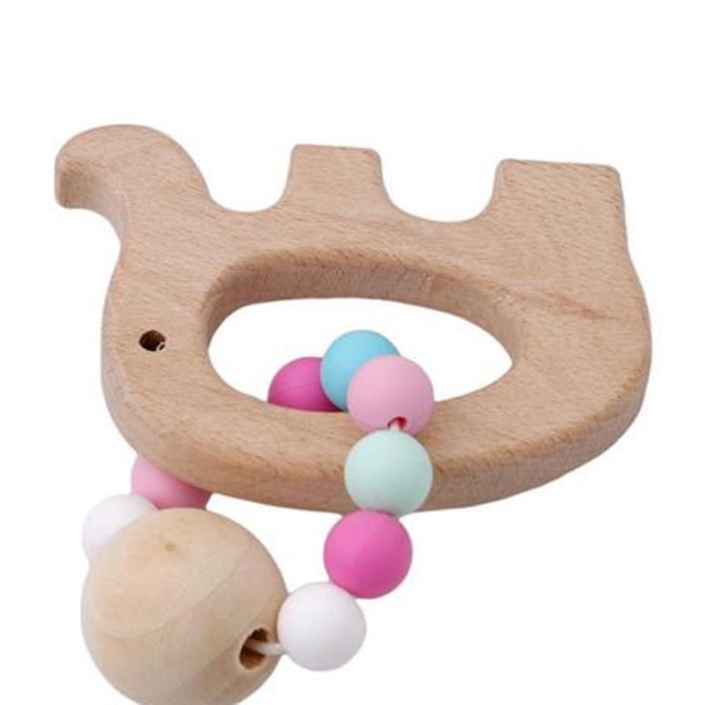 Natural Wooden Crochet Baby Teether Infant Teething Ring Bracelet Toy ...