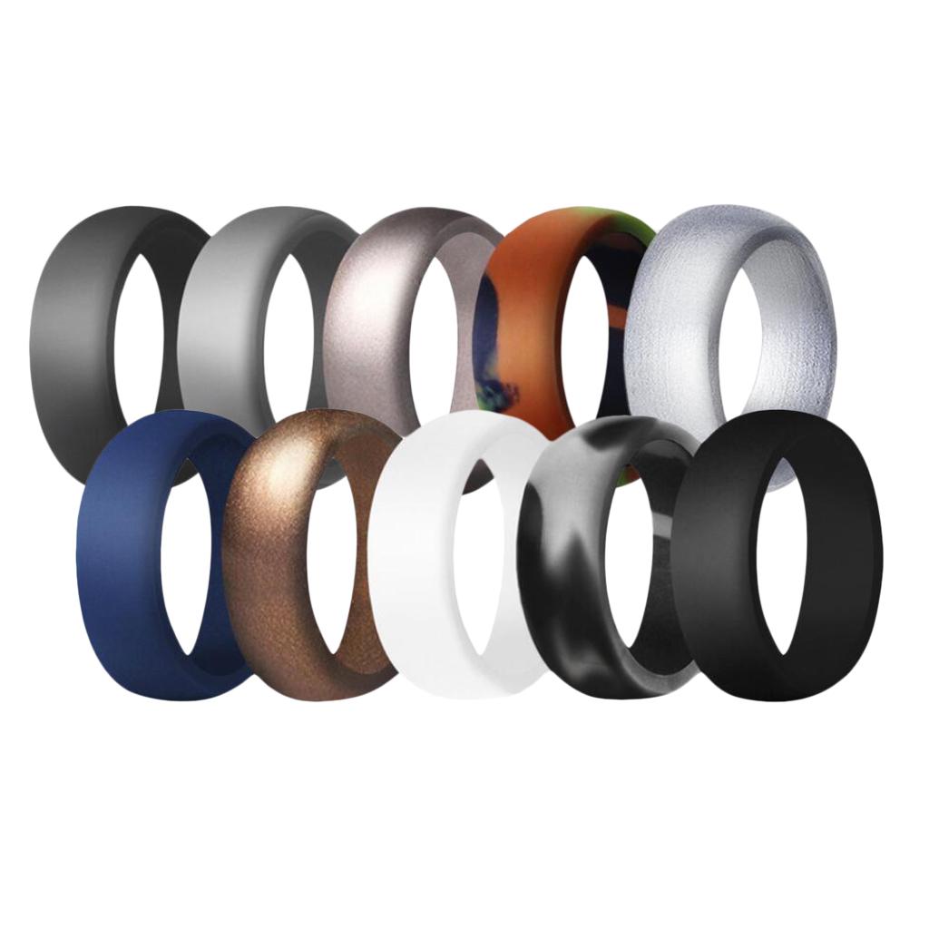 Buy 10Pcs 8.7mm Wide Flexible Rubber Silicone Wedding Finger Ring Band ...