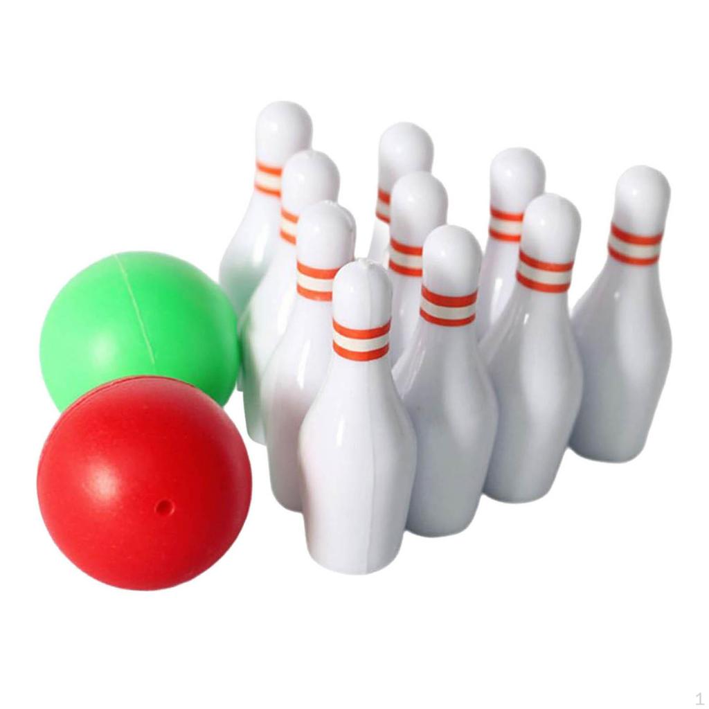 Buy Miniature Dollhouse Sports Bowling Game Set Mini Balls Pins ...