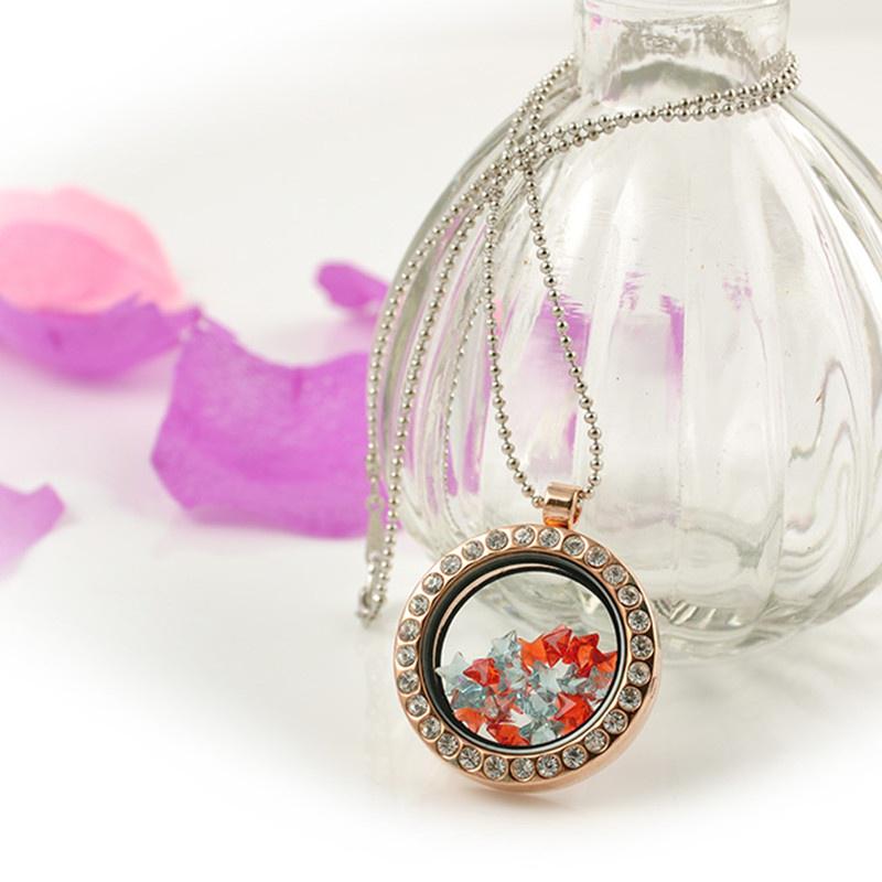 Living Memory Floating Charm Locket Round Pendant Necklace Chain ...