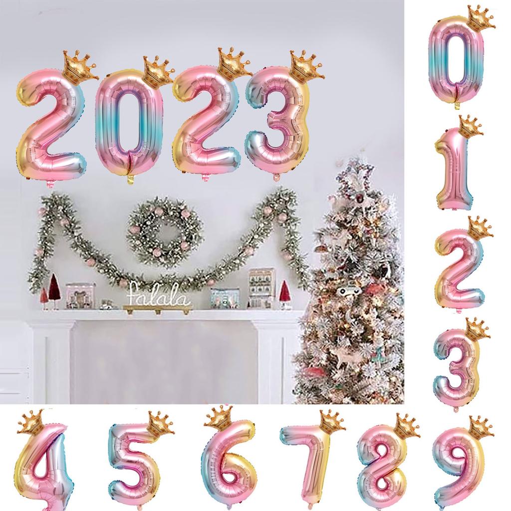 2023 Digital Balloons Party Balloons Set New Year's Day Decoration ...