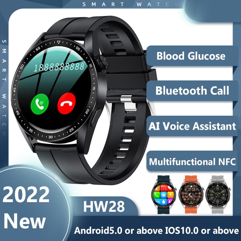 Buy HW28 SmartWatch 2022 Men NFC Voice Assistant Heart Rate Monitor ...