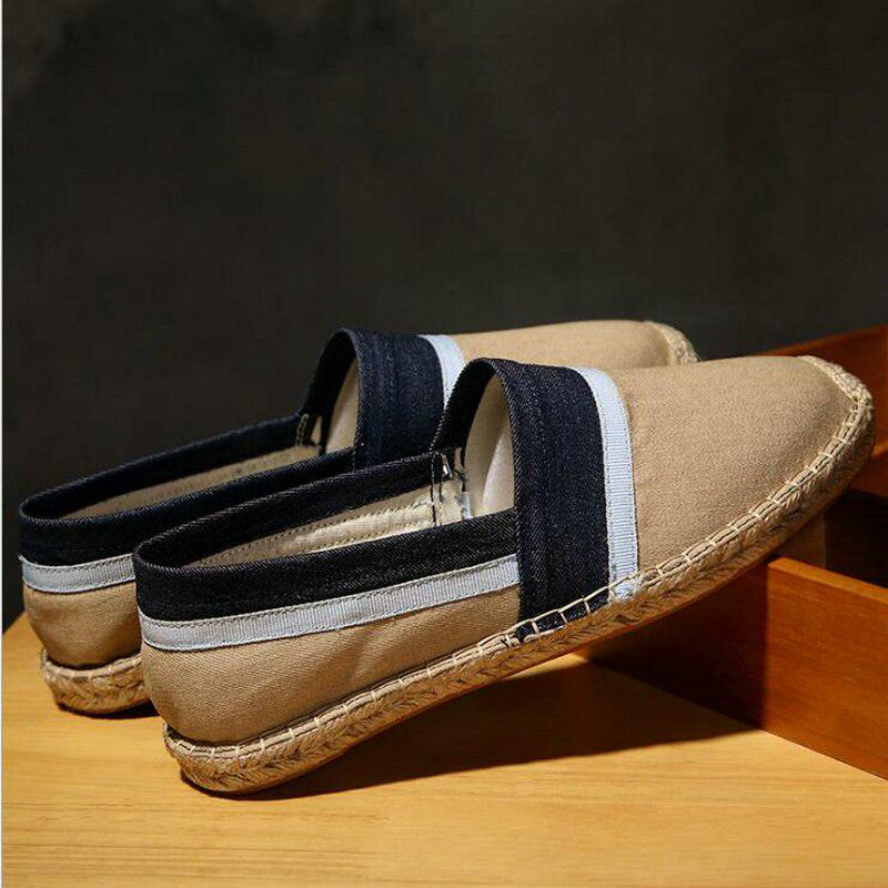 Buy Fashion Men Flats Plimsolls Striped Canvas Boys Casual Linen Shoes ...