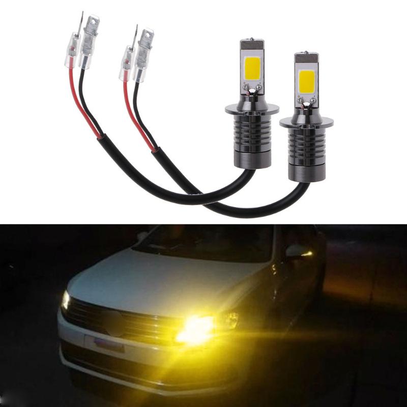 2X H3 80W Strobe Flash LED Bulbs Car Fog Driving Light Lamp Yellow ...