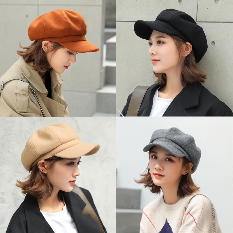 Buy Female Newsboy Hats Warm Octagonal Cap Woolen Painter Caps Casual ...
