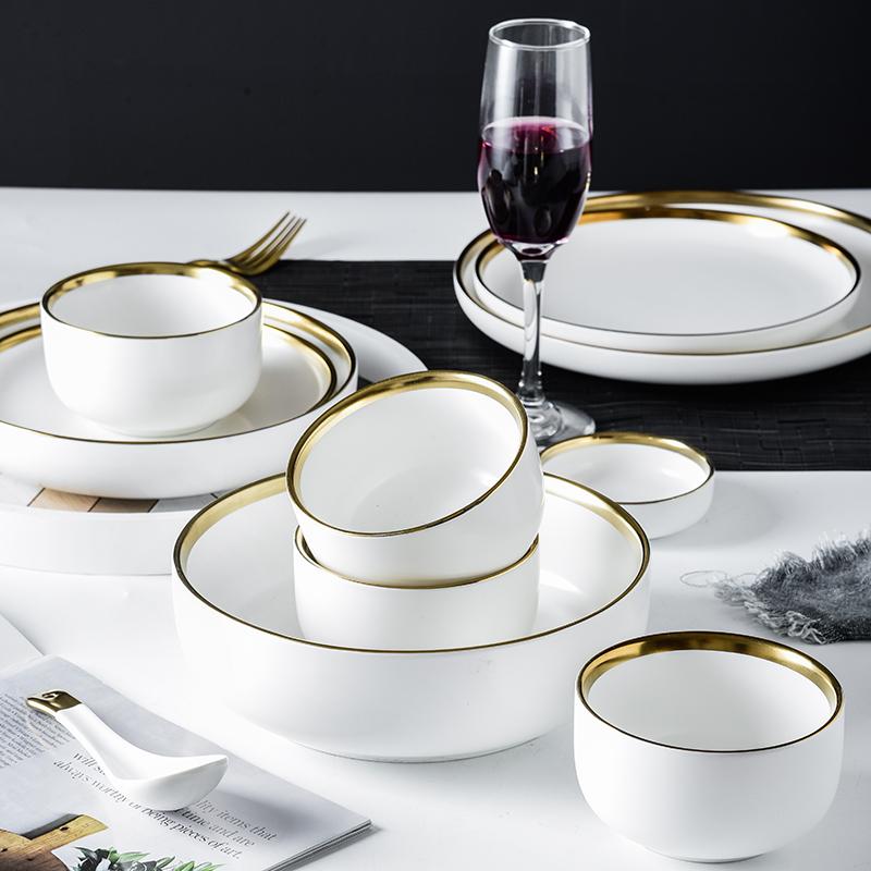 Cheap Matte White Ceramic 4-Pieces Set Dinner Dessert Plate Soup Bowl ...