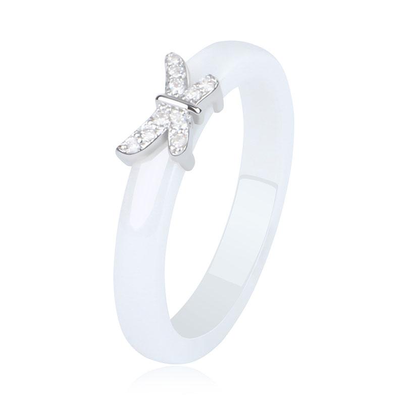Cheap Elegant Silver Rhinestones Butterfly Ceramic Rings For Women ...