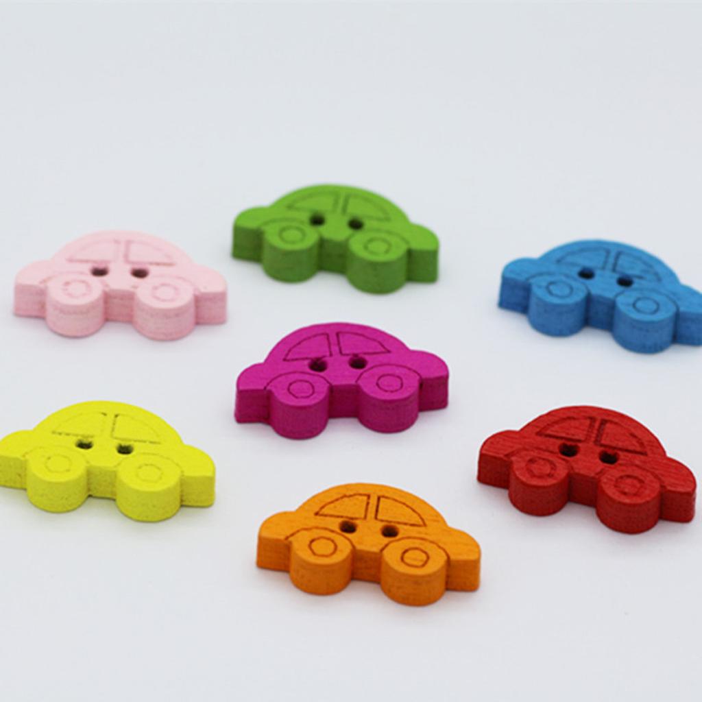 Buy 100pcs Wooden Decorative Car Buttons 2 Holes for DIY Craft Supplies ...