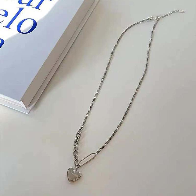 Buy Love Heart Pendant Necklaces Korean Metal Chain Necklace for Women ...