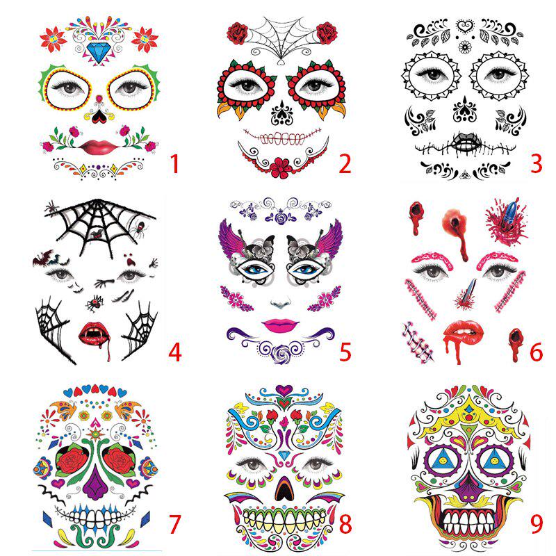 Tattoo Decal Halloween Mask Sticker Temporary Face Art Waterproof Masks ...