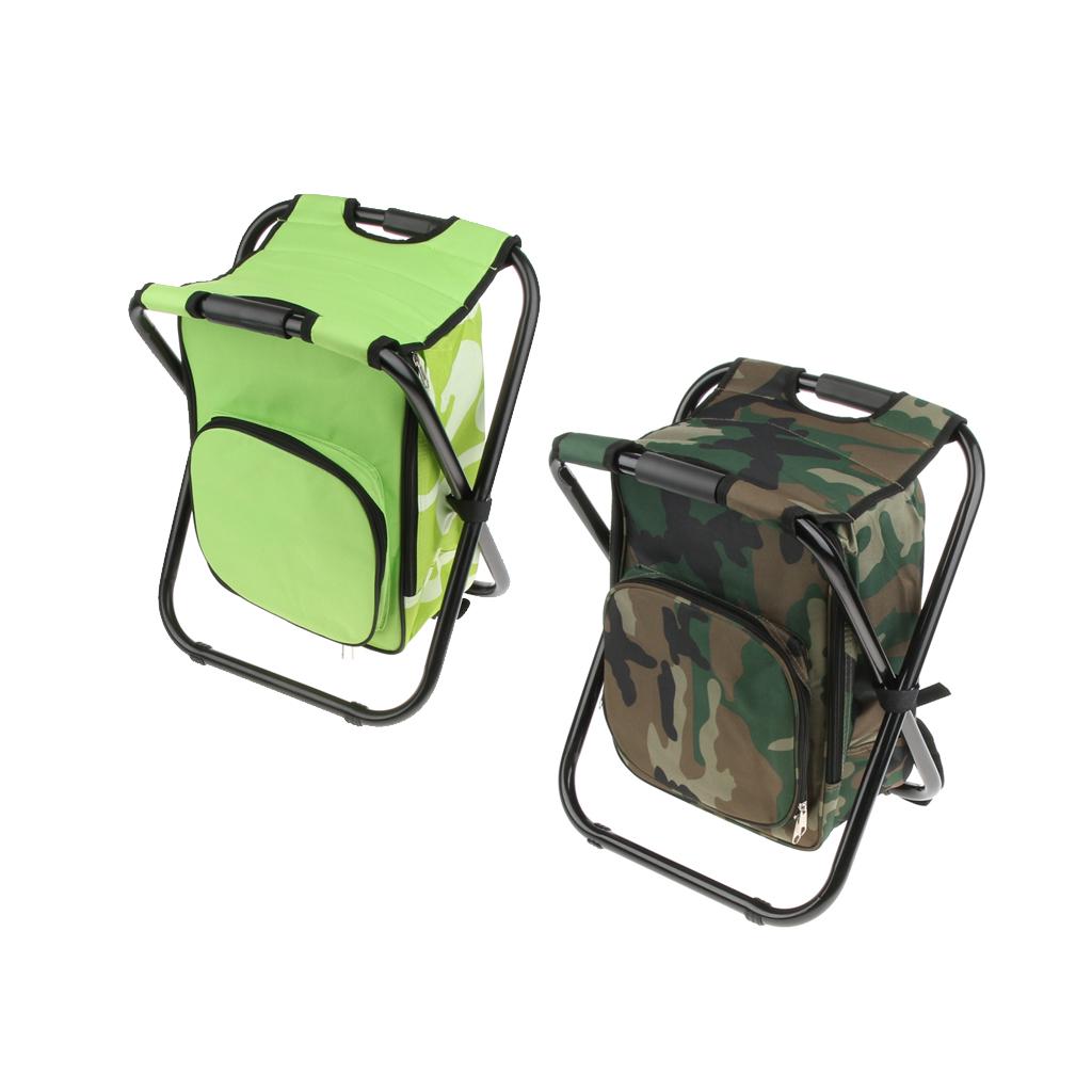 Buy Foldable Backpack Chair Portable Camping Stool W/ Cooler Bag ...