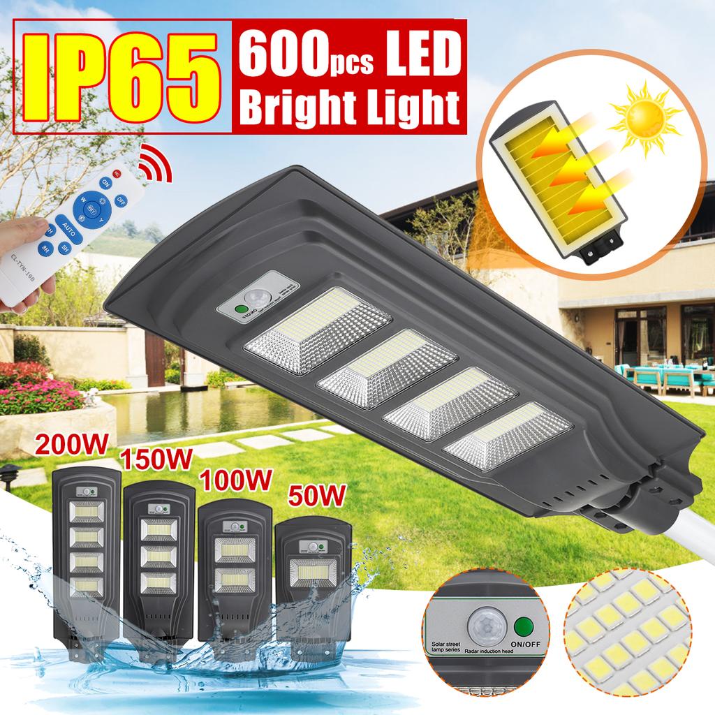 Buy 150W/100W/50W LED Street Solar Lights Wall Lamp Button Light Remote ...