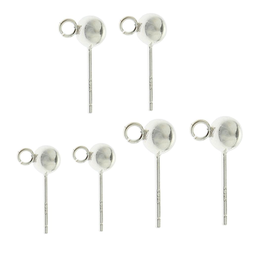1 Pair S925 Silver Ear Stud Earring Posts Ball Post with Loop 3 mm uygun fiyatlı satın alın ...