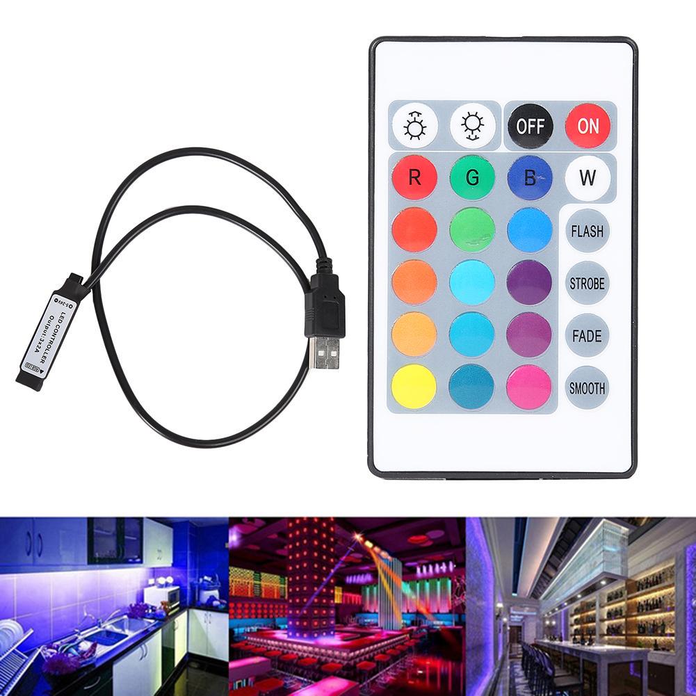 Buy IR 24 Keys USB LED Light Strip Remote Controller w/5-24V USB RGB ...