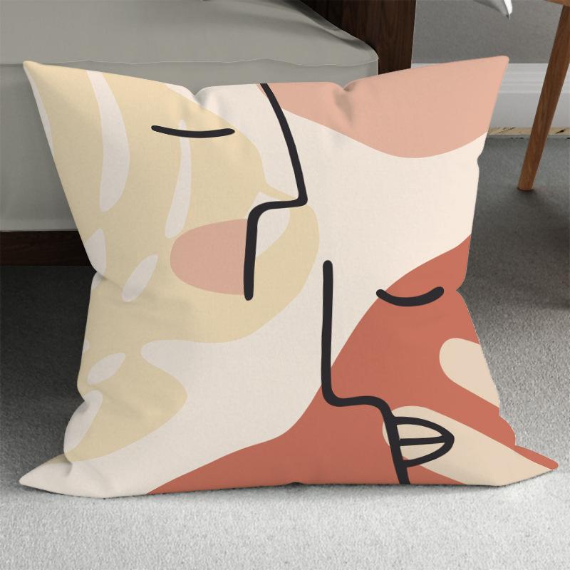 Buy Morandi Fashion Pillowcase Geometric Illustration Cushion Cover ...